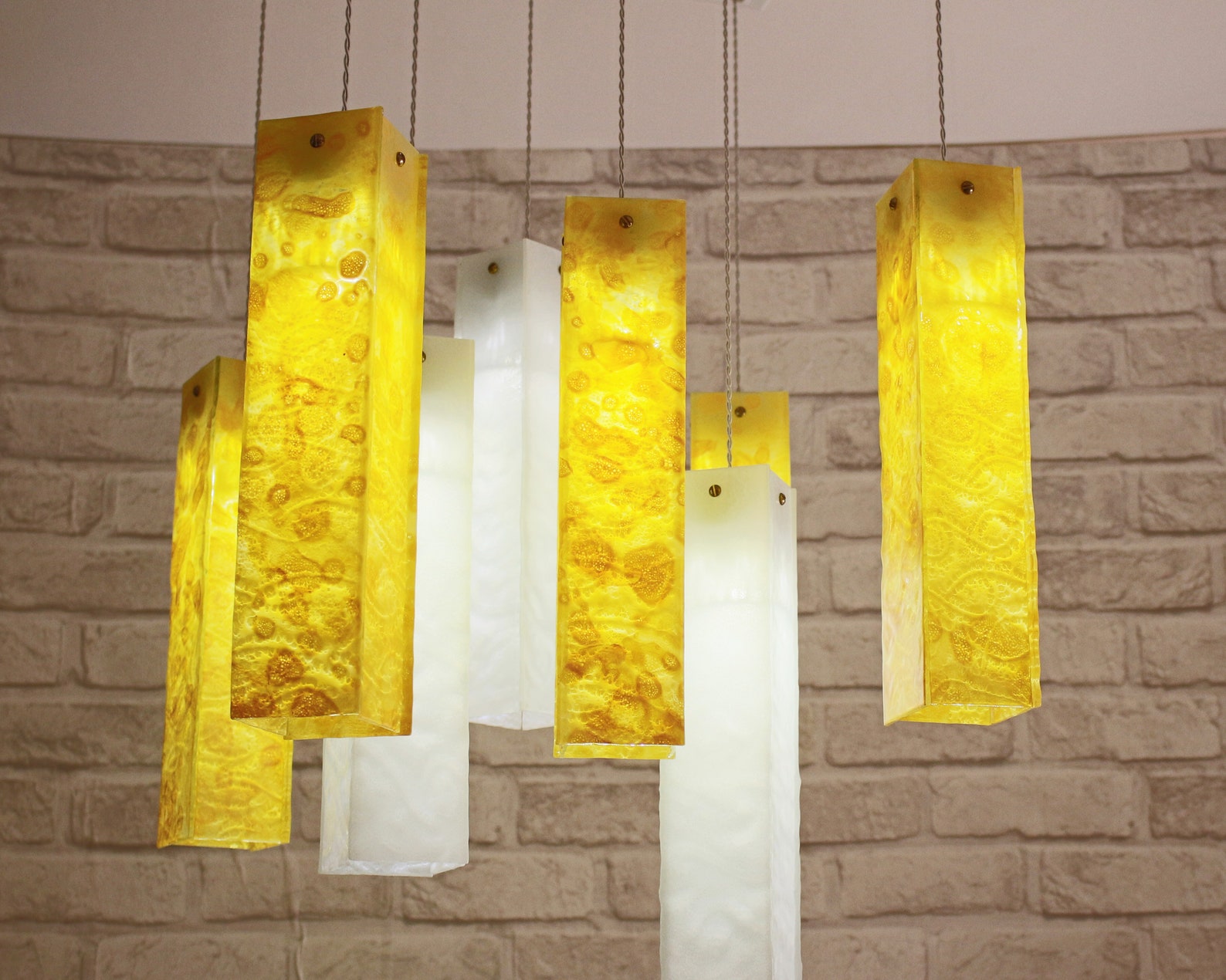 Fused Glass Pendant Lights in Orgnanic-warm Yellow Colors. - Etsy