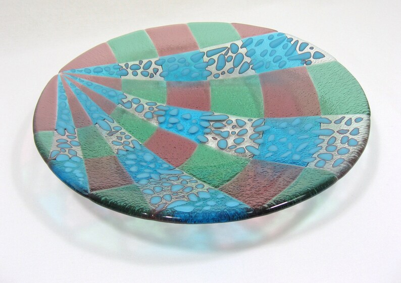 Fused Glass Bowl With Reactive Glass. Sky Blue Green | Etsy