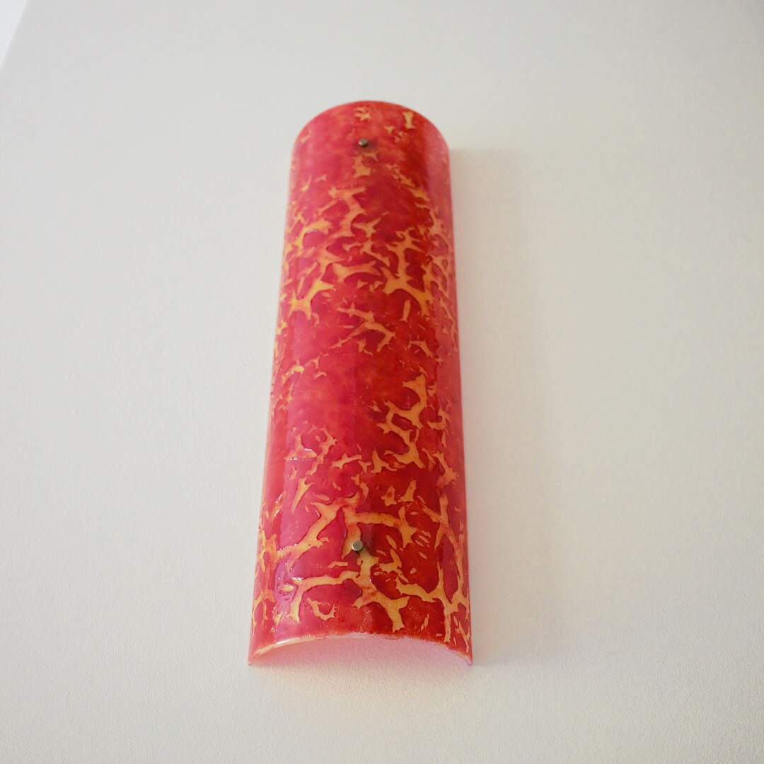Fused Glass Wall Decoration. Red Crackle Glass, Semi-circle Design. - Etsy
