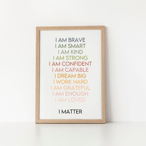 Rainbow Affirmations Poster Kids Rainbow Print I Am Brave - Etsy