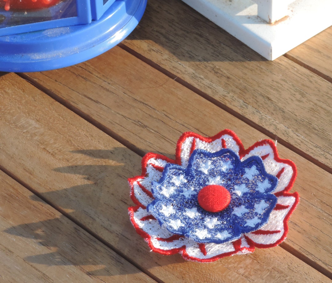 4th of July Embroidery, FSL Flower Design, Memorial Day Flower ...
