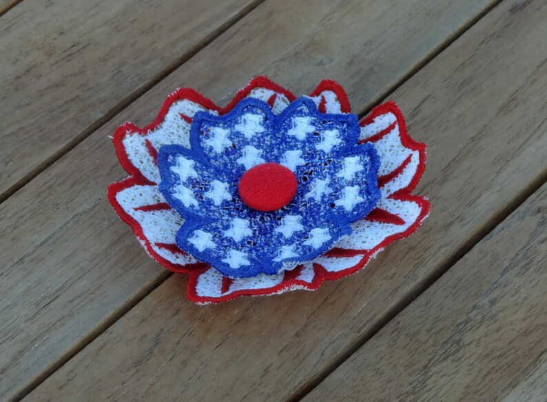 4th of July Embroidery, FSL Flower Design, Memorial Day Flower ...
