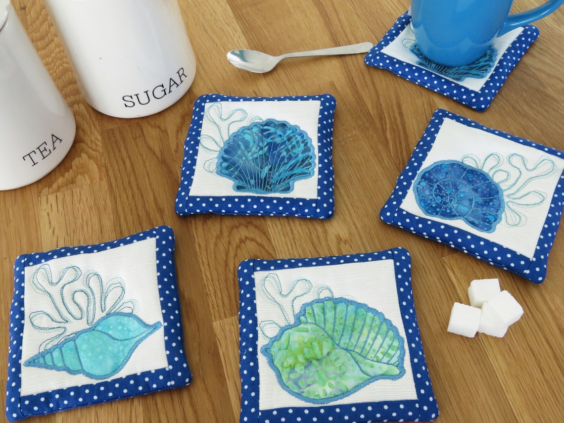 In the Hoop Coasters Pack 4 Designs ITH Summer Project | Etsy