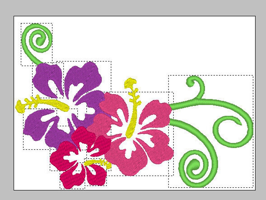 Hibiscus Embroidery Design, Flowers Embroidery Design, Hawaiian Flowers ...