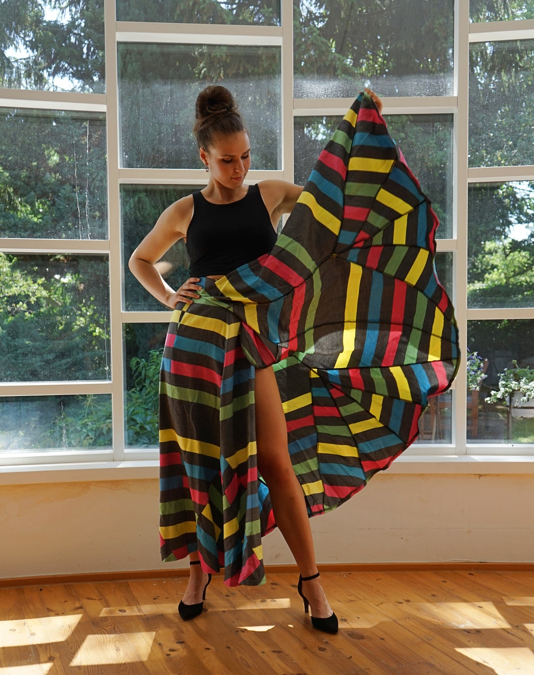 Floor Length Colorful Wrap Skirt Organic Cotton Coolawoola - Etsy