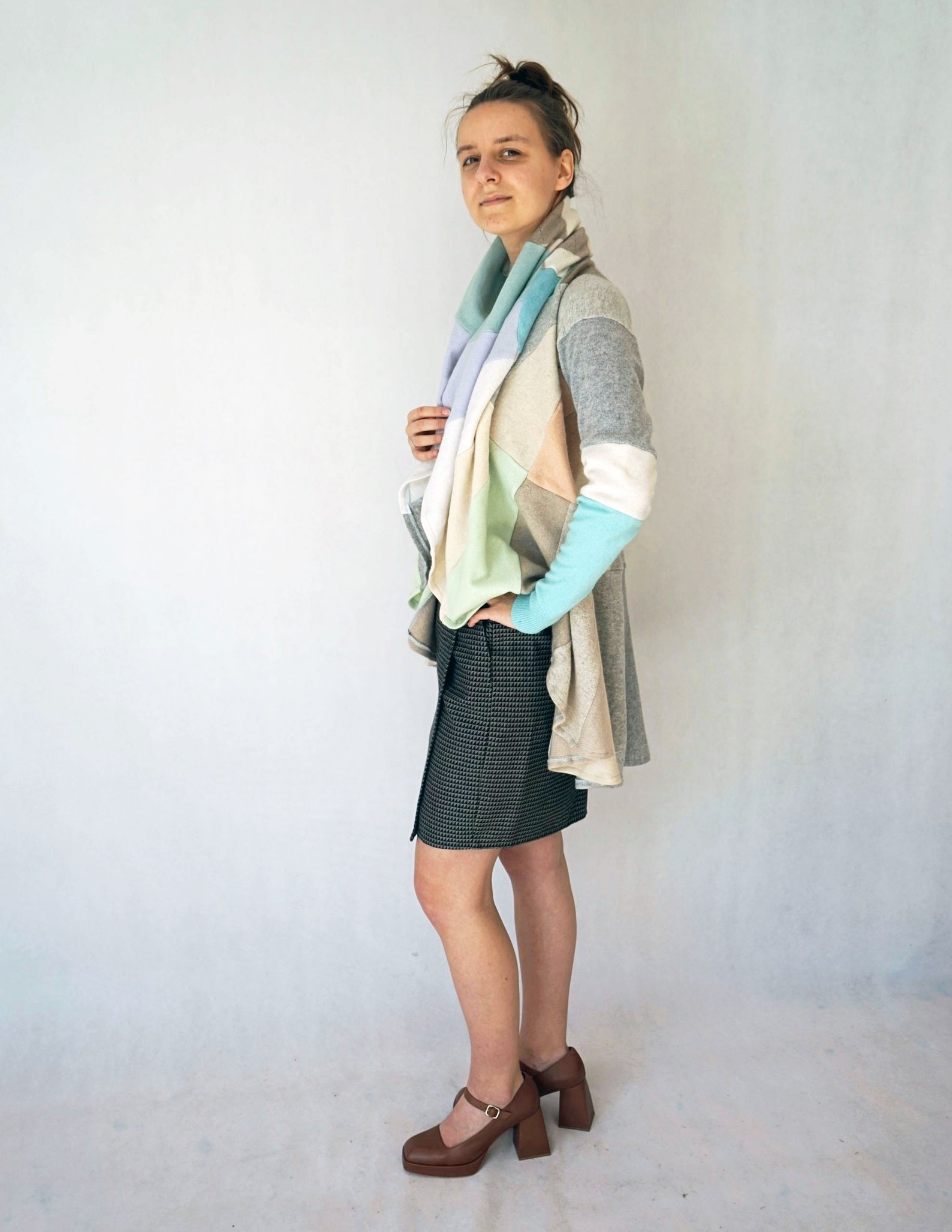 Bright Pastel Pure Cashmere Coat Lightweight Upcycled Sweater Universal ...