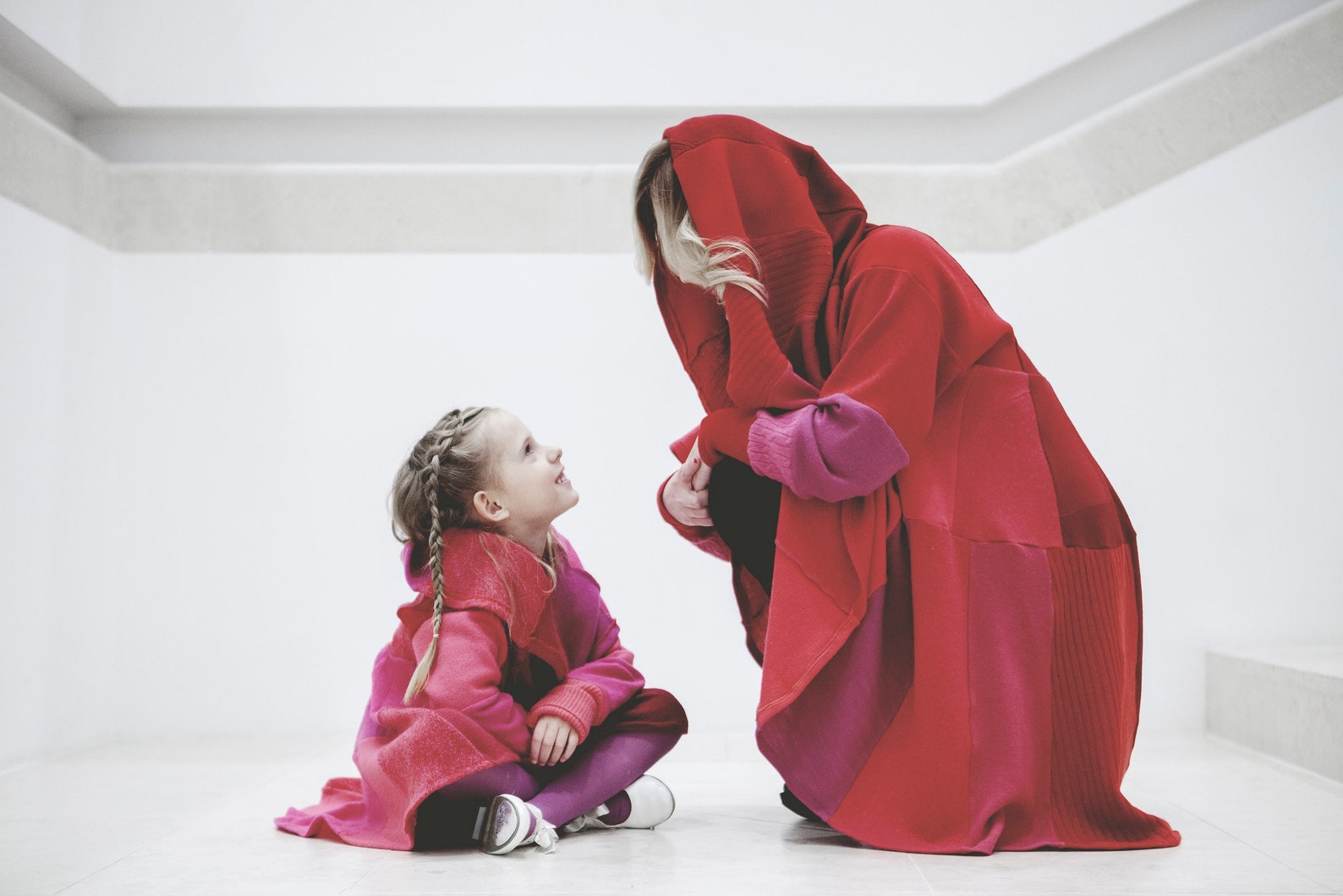 Red Cloak for Mum and Daughter Burgundy Pure Wool Coat Sustainable ...