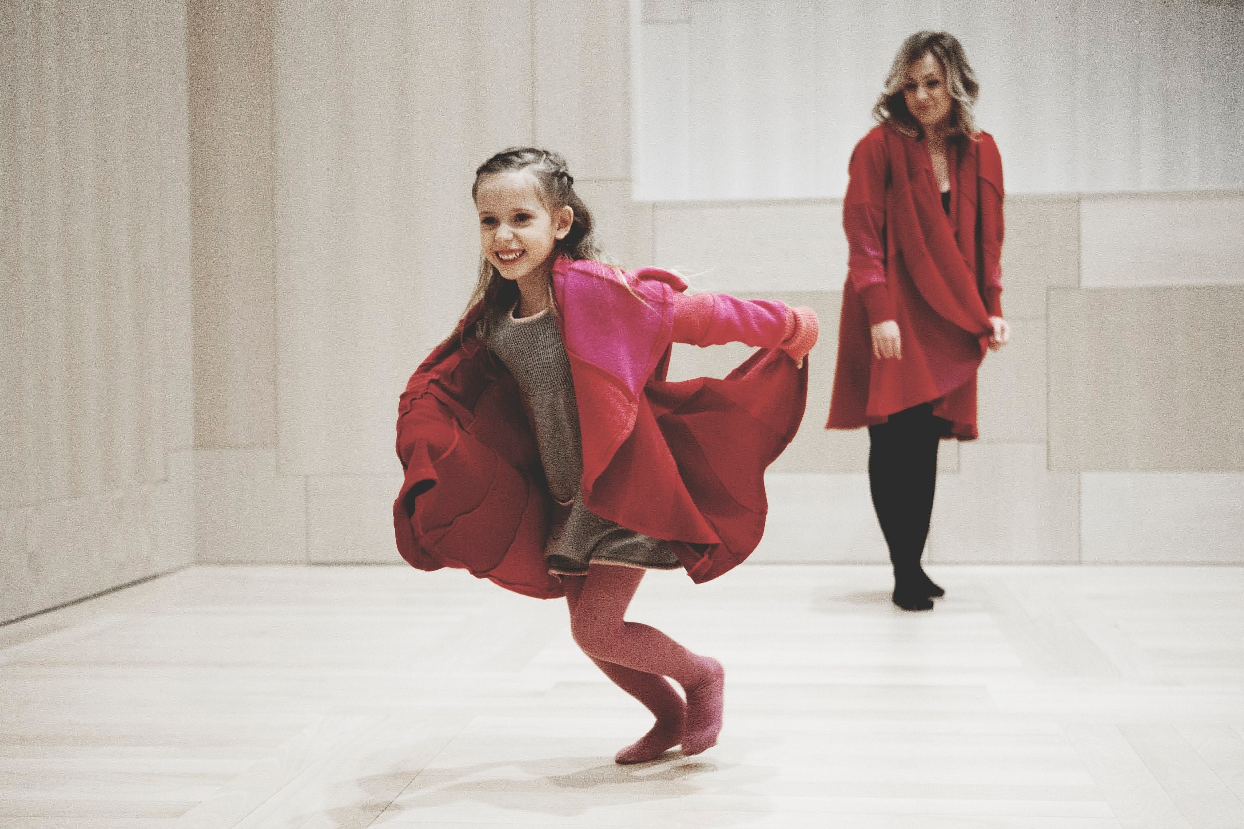 Red Cloak for Mum and Daughter Burgundy Pure Wool Coat Sustainable ...