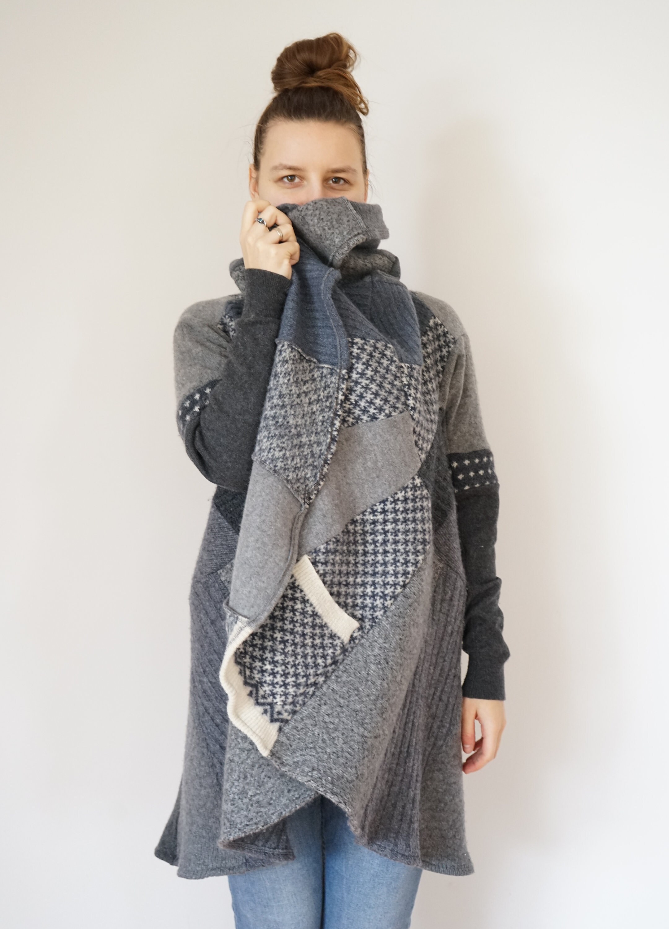 Upcycled Wool Gray Circle Cardigan Coolawoola - Etsy