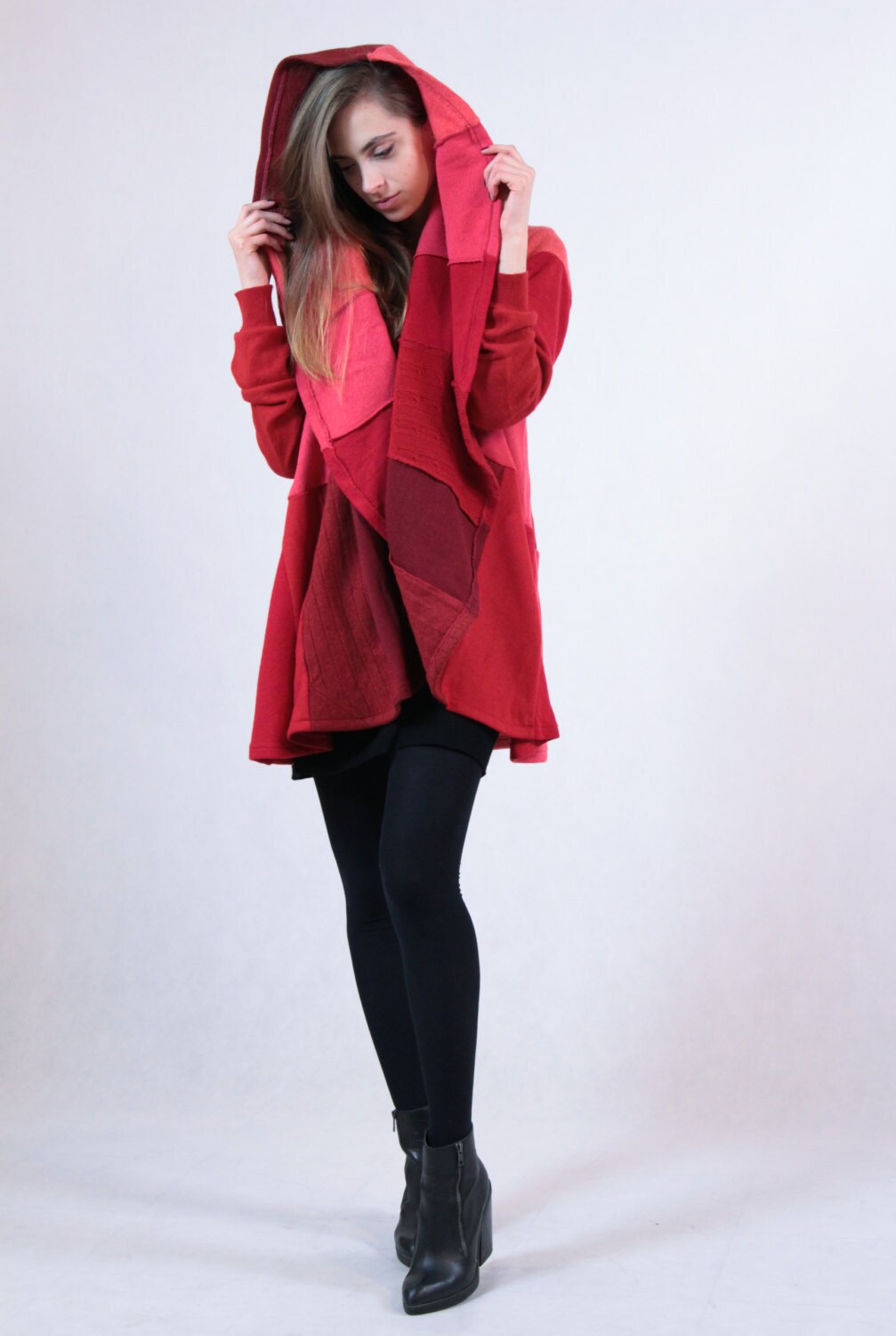 Red Pink Upcycled Wool Coat Handmade Custom Made Coat Hot - Etsy