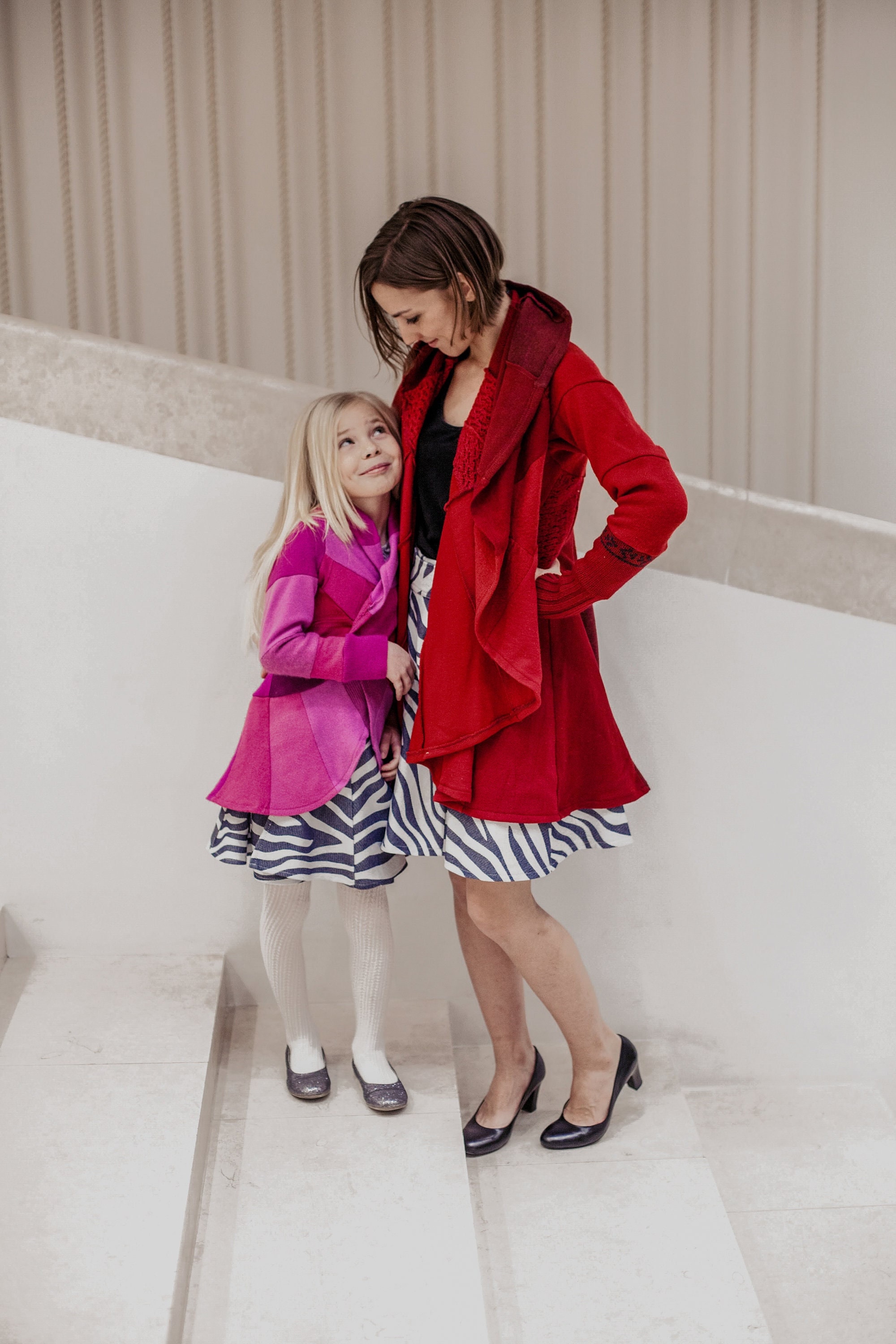 Red Cloak for Mum and Daughter Burgundy Pure Wool Coat Sustainable ...