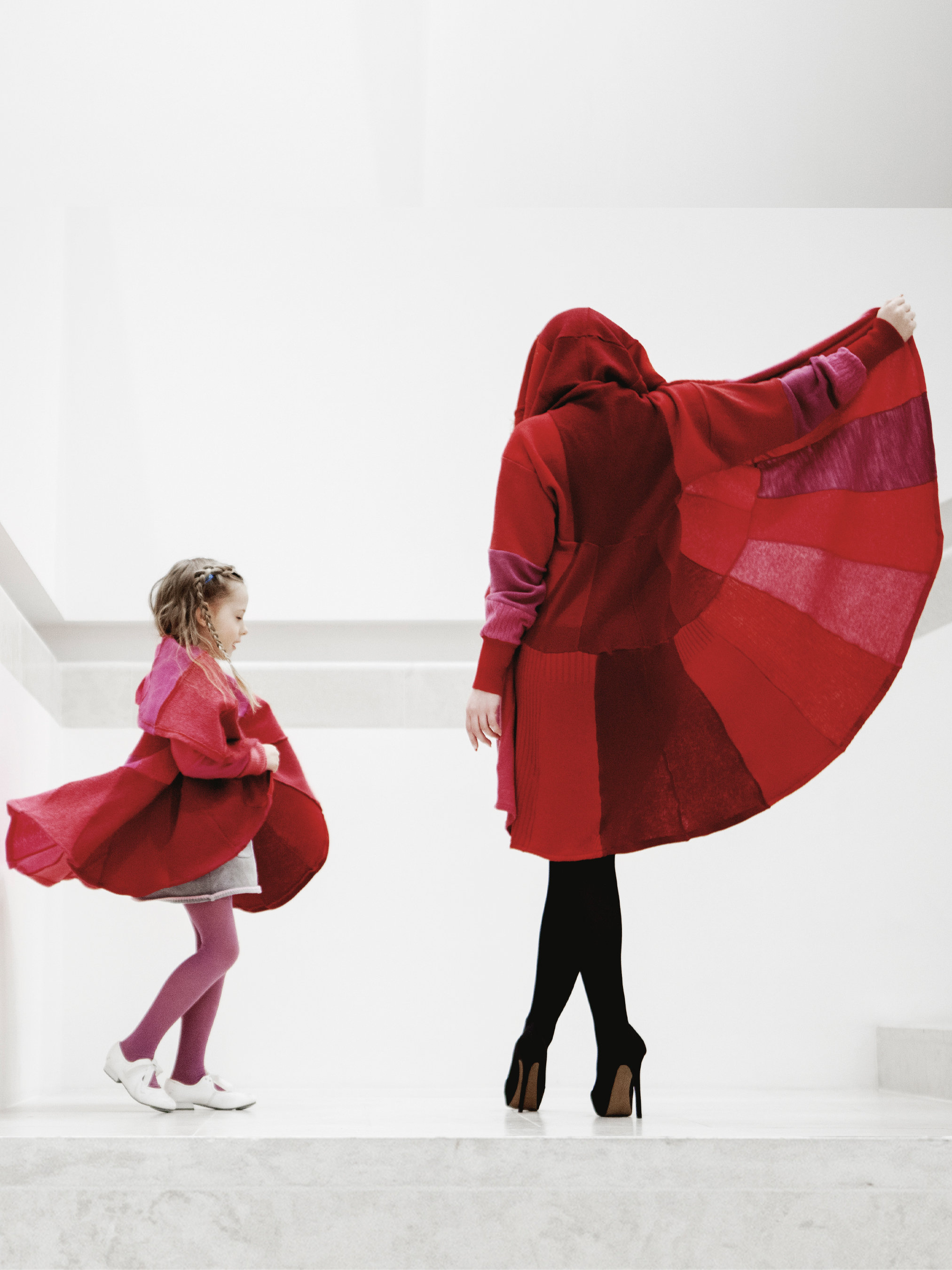 Red Cloak for Mum and Daughter Burgundy Pure Wool Coat Sustainable ...