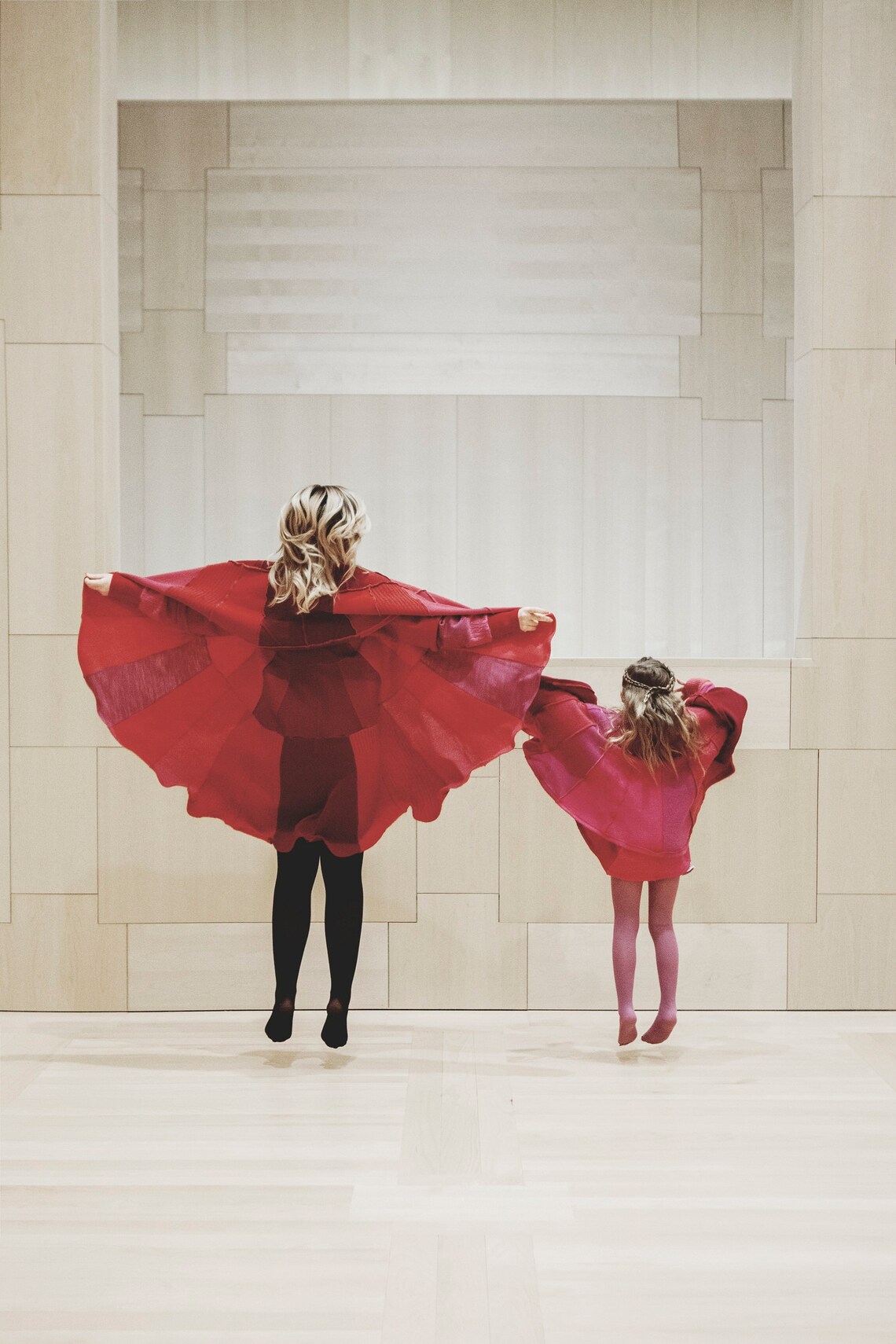 Red Cloak for Mum and Daughter Burgundy Pure Wool Coat Sustainable ...