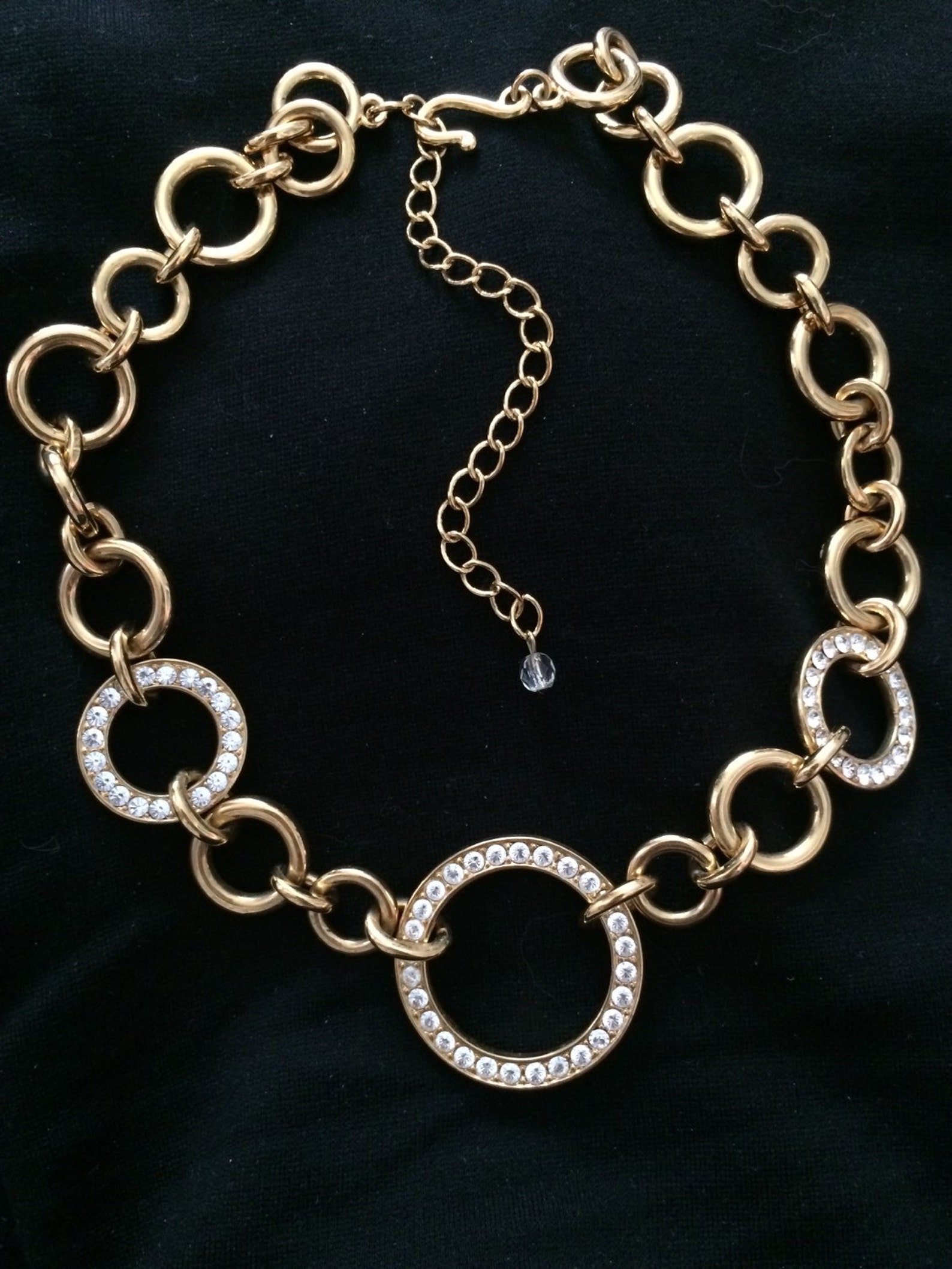 Rhinestone Circle Necklace - Etsy