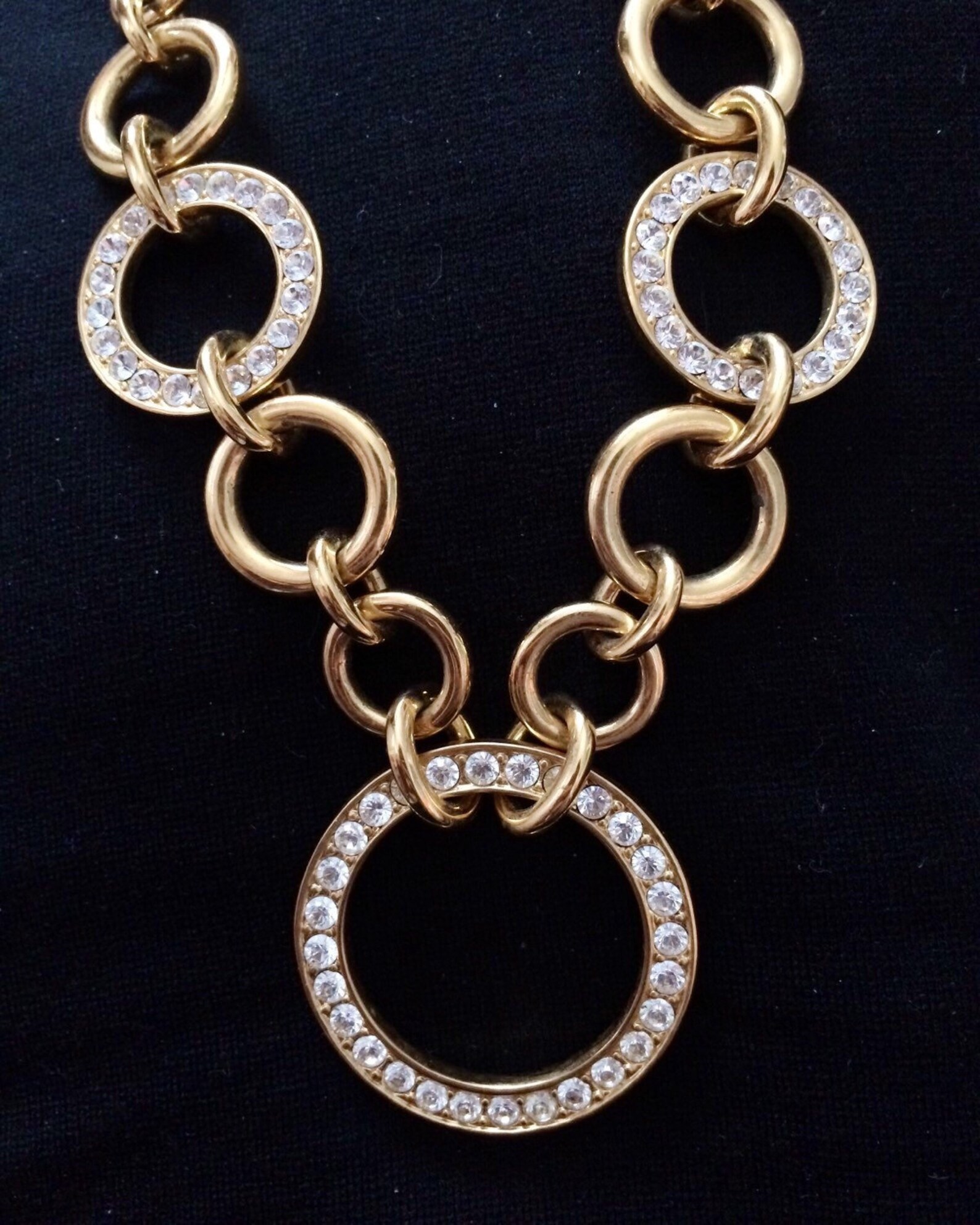 Rhinestone Circle Necklace - Etsy