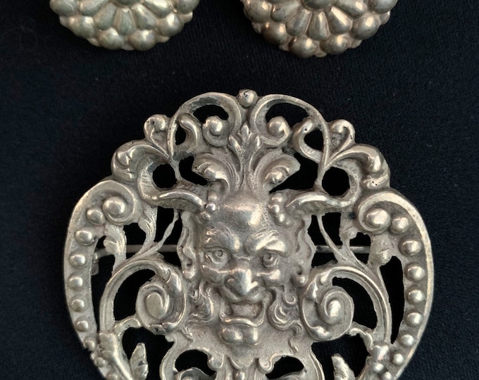 Victorian Silver Devil Brooch / Pin and Coordinating Earrings - Etsy