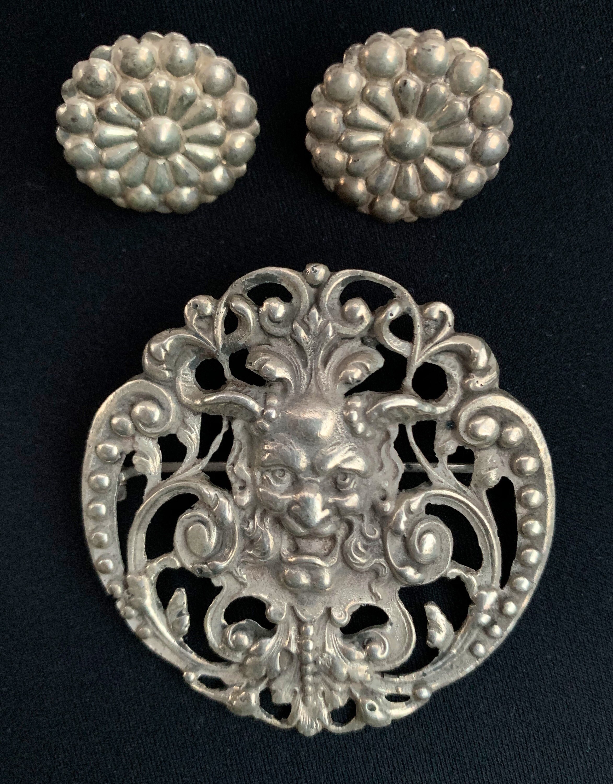 Victorian Silver Devil Brooch / Pin and Coordinating Earrings - Etsy