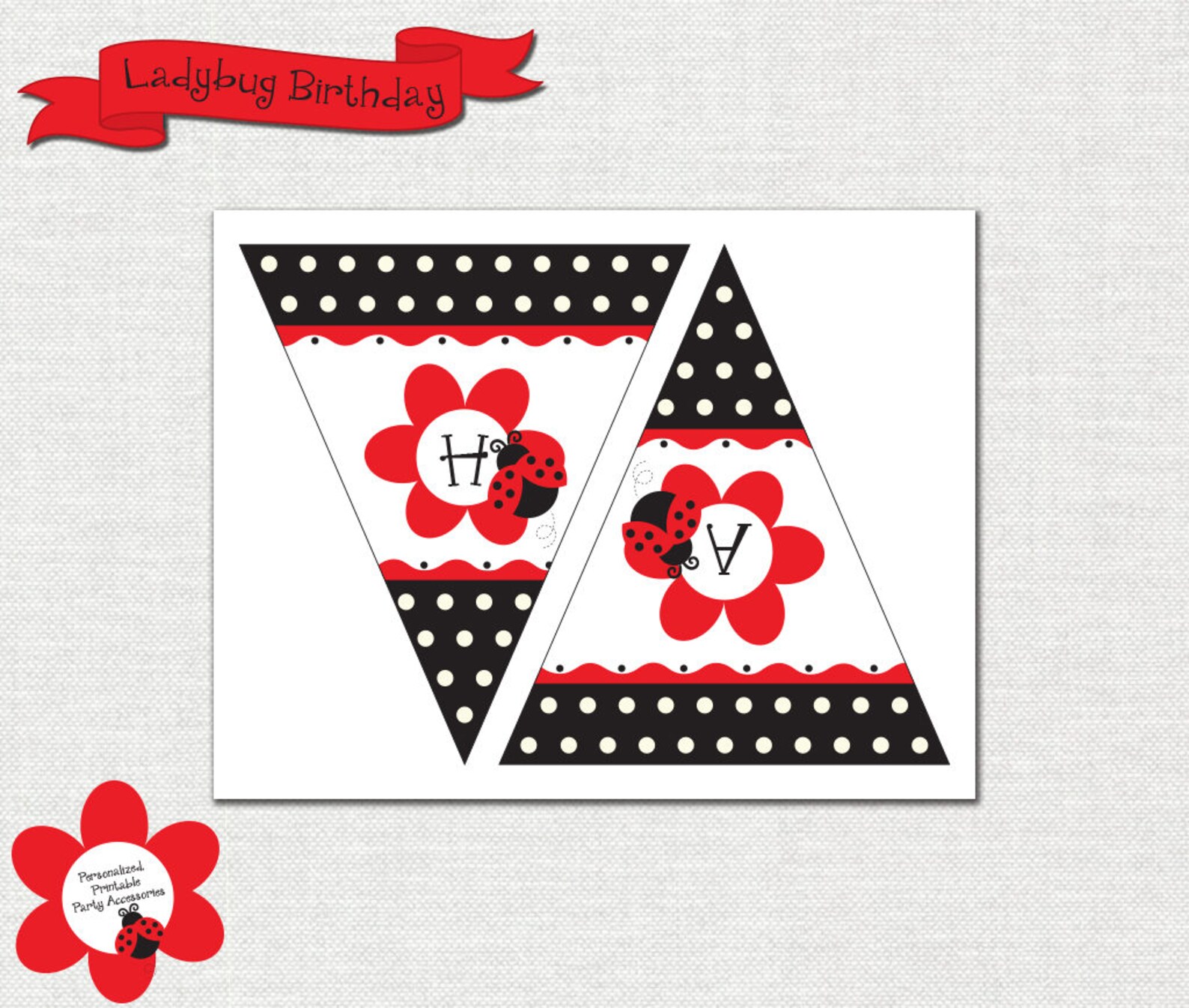 Ladybug Birthday Banner - Etsy