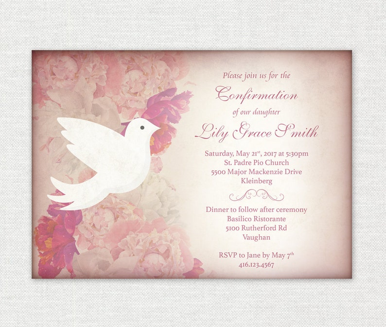 Confirmation Girl Floral Vintage Invitation / Confirmation Girl ...