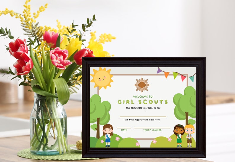 Welcome to Girl Scouts Certificate, PDF Template *INSTANT DOWNLOAD* - Etsy