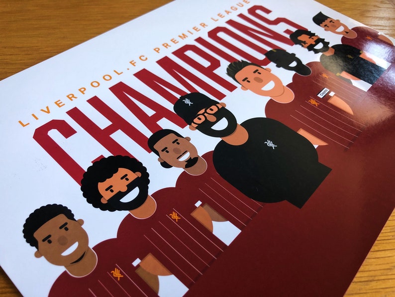 Liverpool Premier League Champions A4 A3 Cartel Liverpool - Etsy España