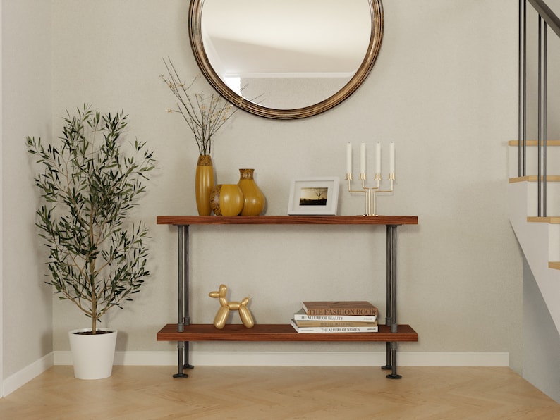 Pipe and Wood Console Table Steel Wood Sofa Table Modern - Etsy