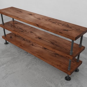 Industrial Pipe and Wood Console Table | Industrial Chic Tv Stand ...