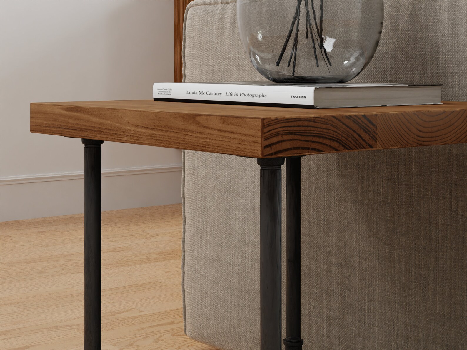 Industrial Pipe and Wood Side Table Rustic Industrial End - Etsy