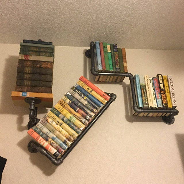 Rustic Industrial Pipe Bookcase Industrial Pipe Bookshelf - Etsy