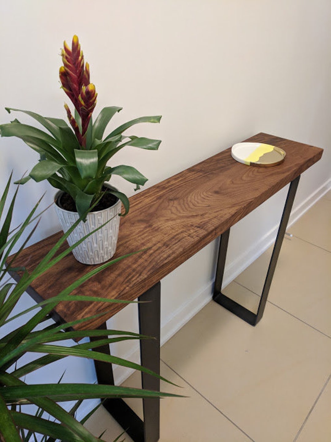 FREE SHIPPING Solid Walnut Wood Console Table || Wood Metal Walnut Sofa ...
