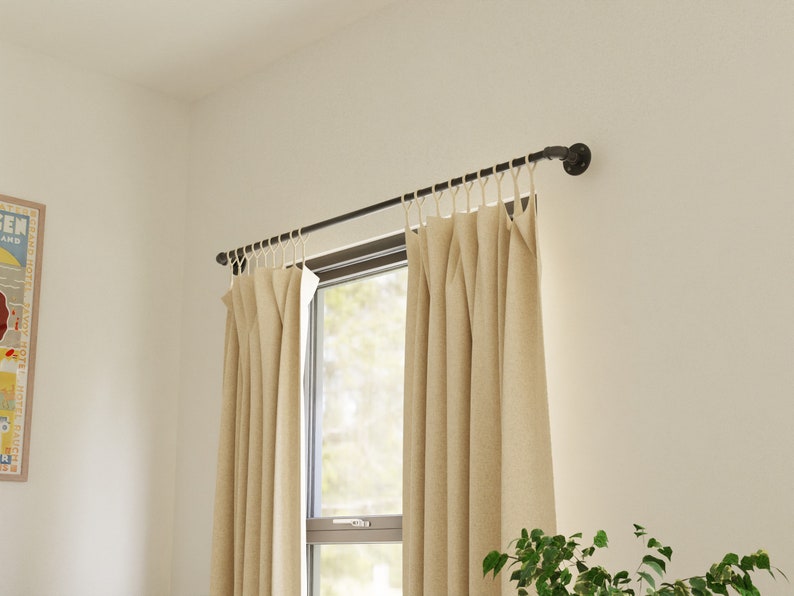 Industrial Pipe Curtain Rod Metal Curtain Pole Custom - Etsy
