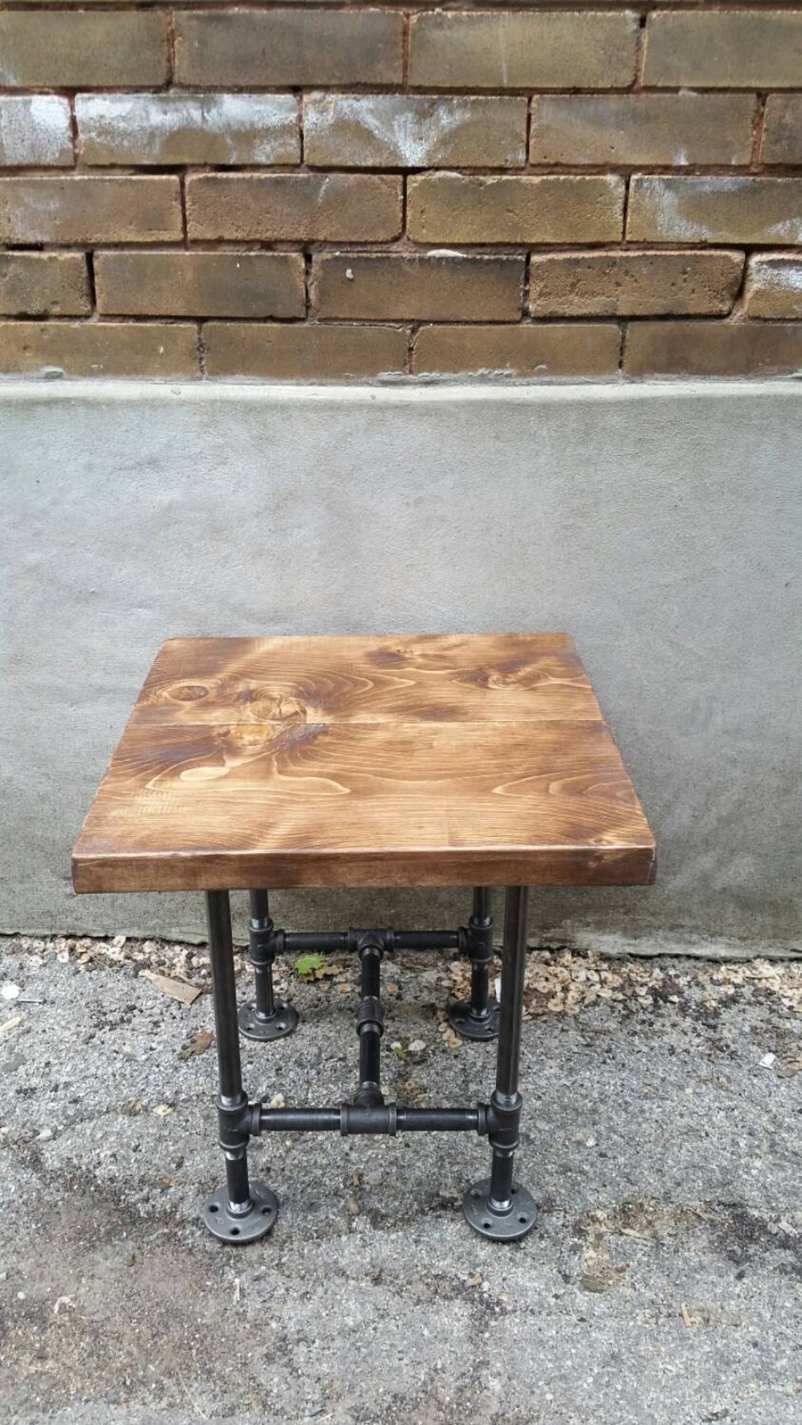 Industrial pipe and wood side table rustic industrial end | Etsy