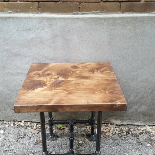 Industrial Pipe and Wood Side Table Rustic Industrial End - Etsy