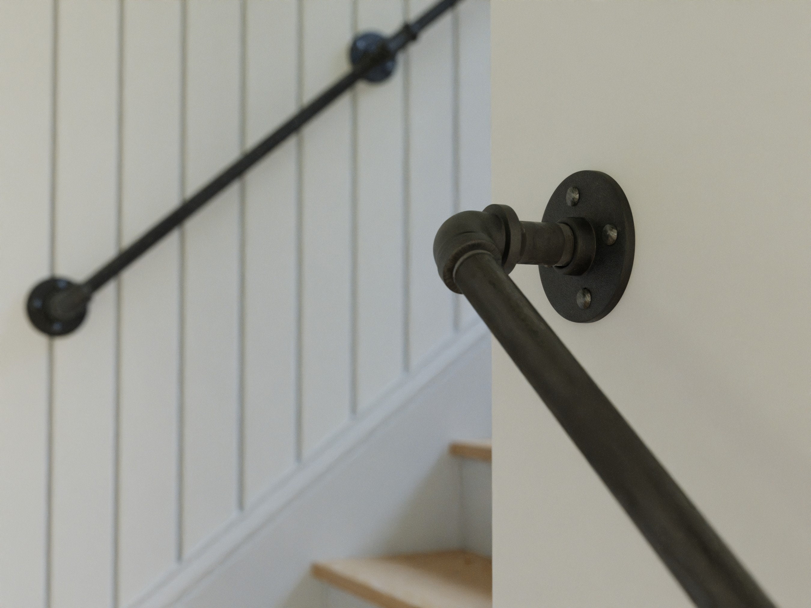 Industrial Pipe Railing || Rustic Industrial Handrail || Metal Stair ...