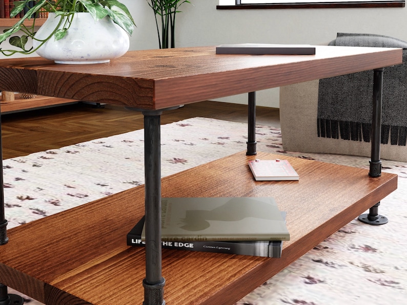 Industrial Pipe and Wood Coffee Table || Rustic Coffee Table ...
