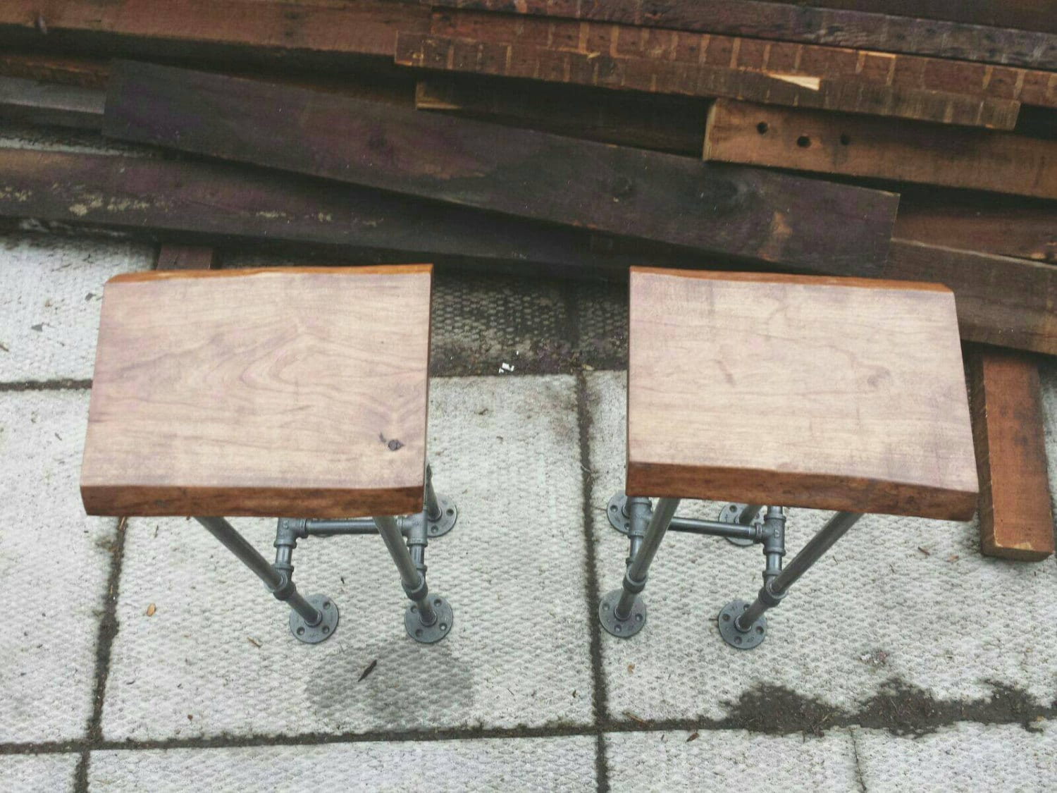 Reclaimed Wood Bar Stool With Industrial Pipe Legs Rustic - Etsy