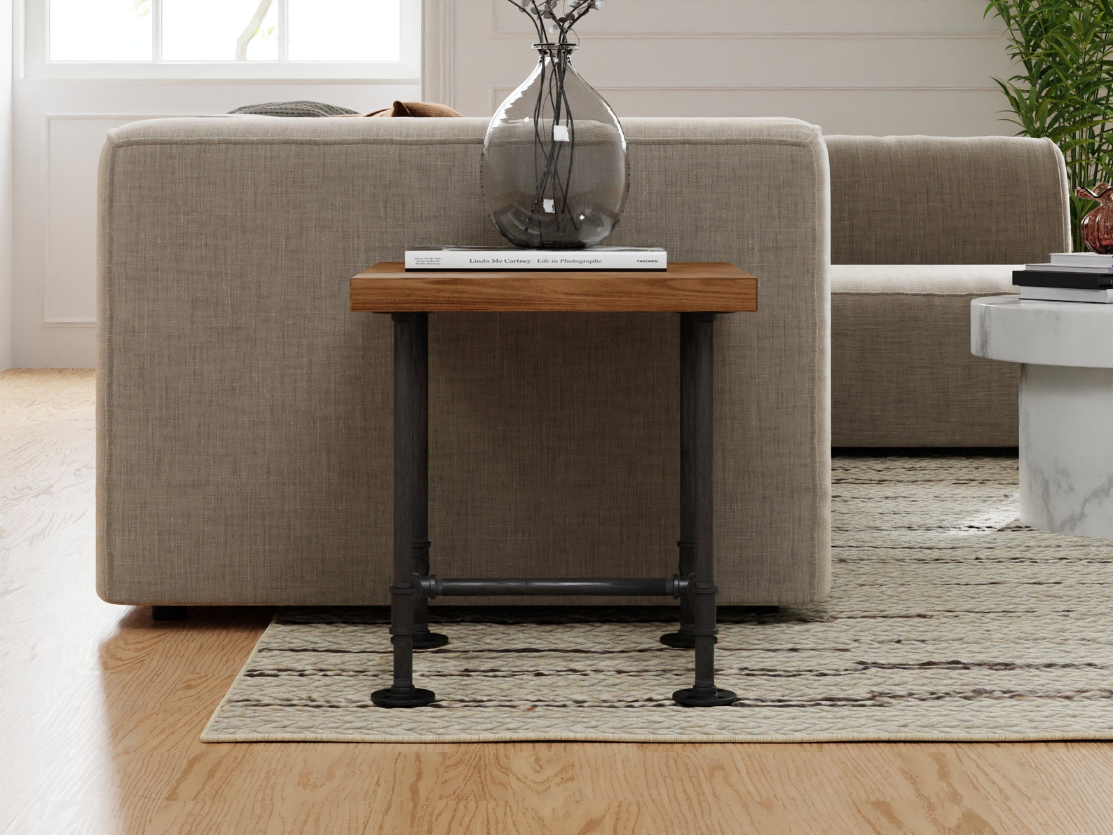 Industrial Pipe and Wood Side Table || Modern Industrial End Table ...