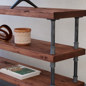 Industrial Pipe and Wood Console Table | Industrial Chic Tv Stand ...