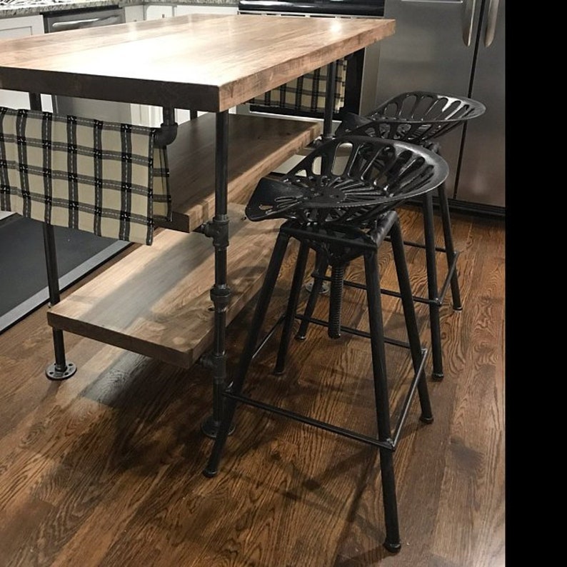 Industrial Pipe and Wood Kitchen Island Steel and Wood | Etsy Canada