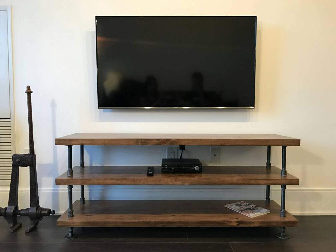 Industrial pipe and wood console table industrial chic tv | Etsy