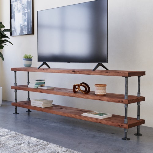 Industrial Pipe and Wood TV Stand Media Console - Etsy
