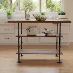 Industrial Pipe and Wood Kitchen Island || Steel and Wood Island ...