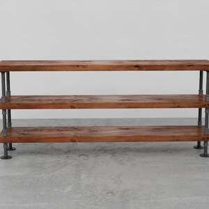 Industrial Pipe and Wood Console Table | Industrial Chic Tv Stand ...