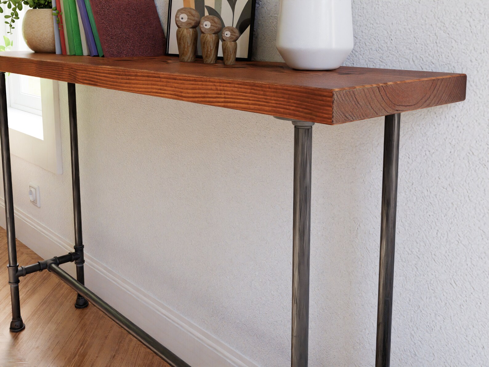 Wood and Pipe Console Table || Rustic Console Table || Modern Entryway ...