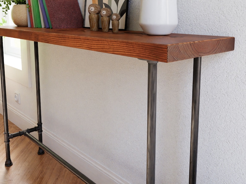 Wood and Pipe Console Table || Rustic Console Table || Modern Entryway ...