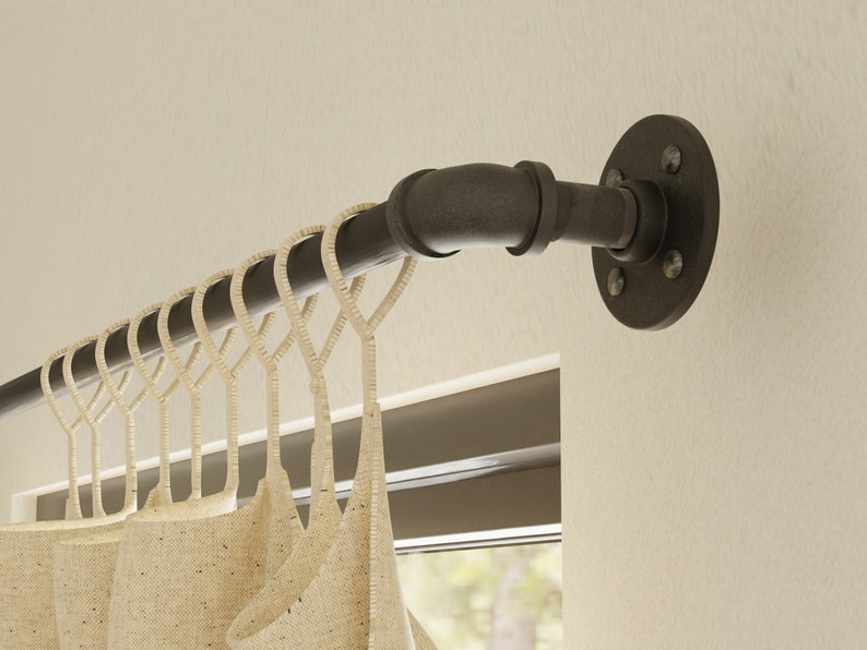 Industrial Pipe Curtain Rod Metal Curtain Pole Custom - Etsy