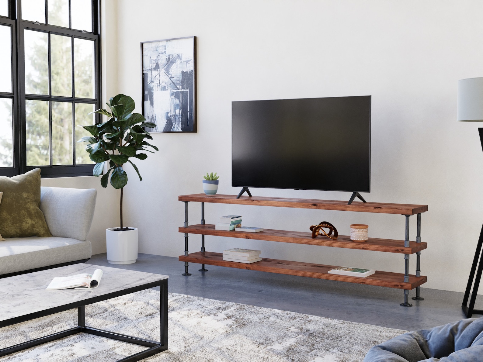 Industrial Pipe and Wood Console Table Industrial Chic Tv - Etsy