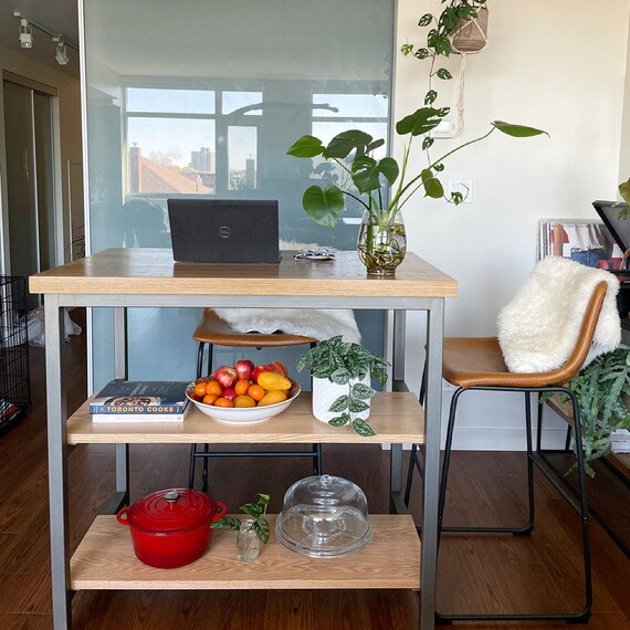 Wood and Steel Kitchen Island Wood Metal Table Wood - Etsy