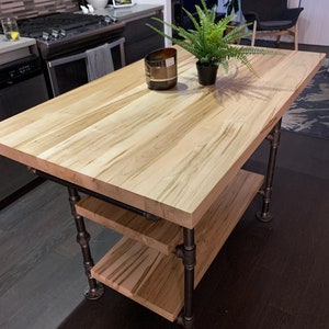 Industrial Pipe and Wood Kitchen Island || Steel and Wood Island ...