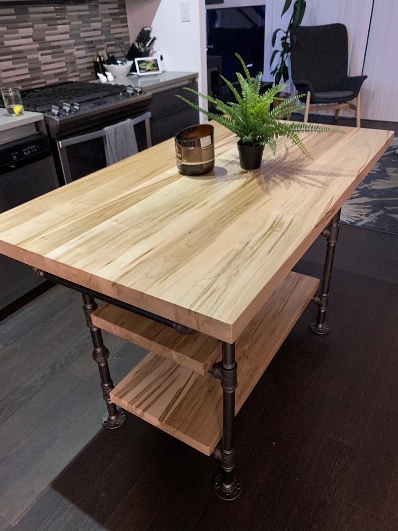 Industrial Pipe and Wood Kitchen Island || Steel and Wood Island ...